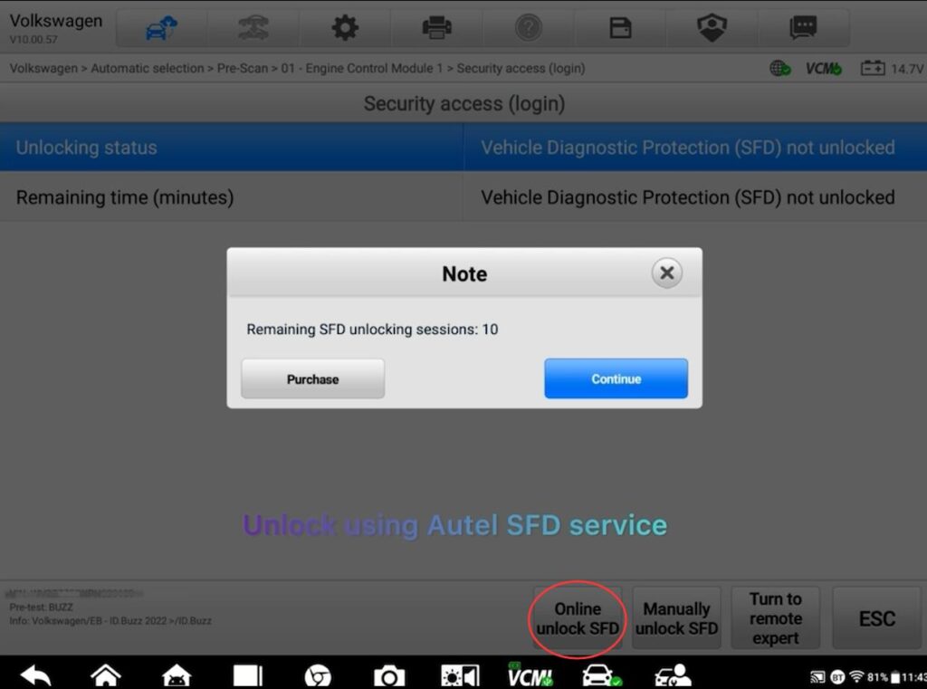 How to Online Unlock VAG SFD with Autel MaxiSys (Purchase Tokens in Device)? | OBDII365.com ...